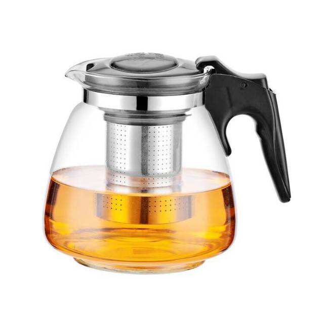 Teko Teh Kopi Kaca Saringan Stainless Tea Pot Glass with Stainless ...