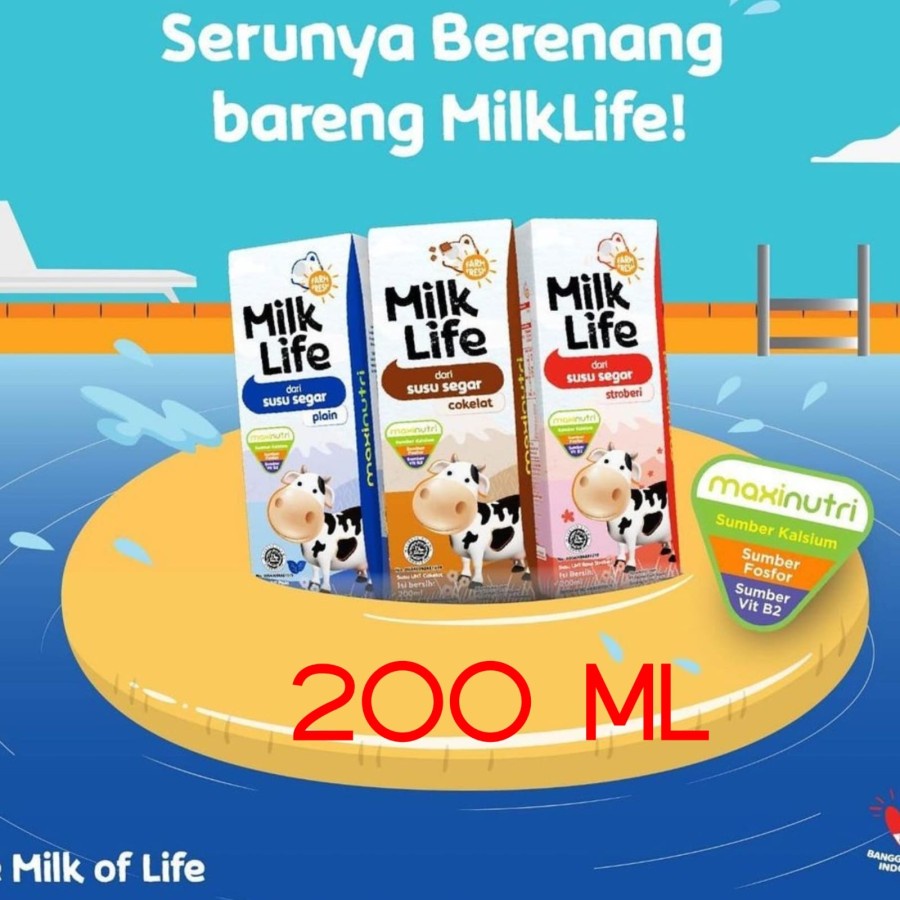 Jual Milk Life UHT 200ml Plain Chocolate Strawberry Lactose Free Plain ...