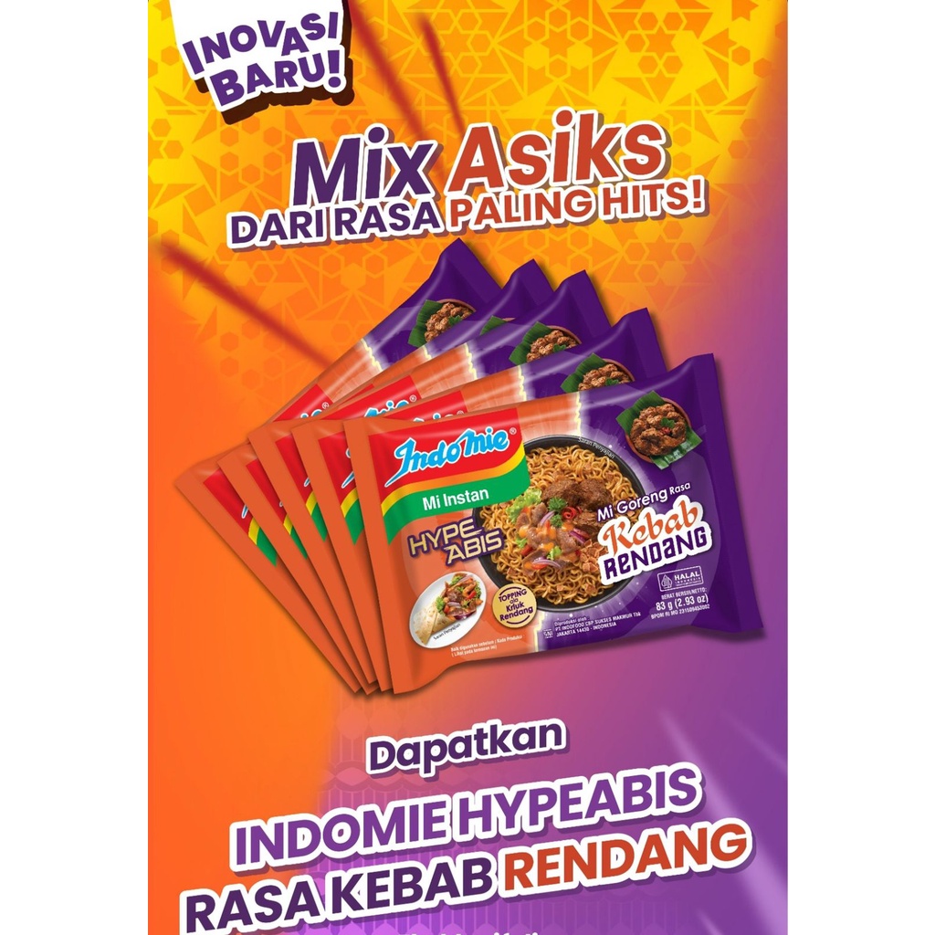 Jual Mie Instant Mi Indomie Goreng HypeAbis Rasa Kebab Rendang 83gr ...