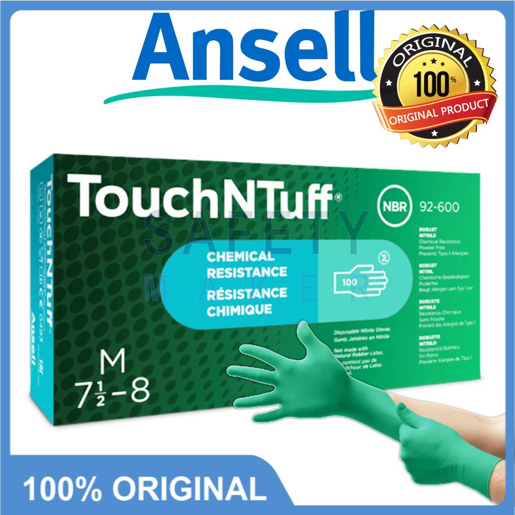 SARUNG TANGAN MEDIS KARET NITRIL ANSELL TNT TOUCH N TUFF 92-600 SAFETY ...