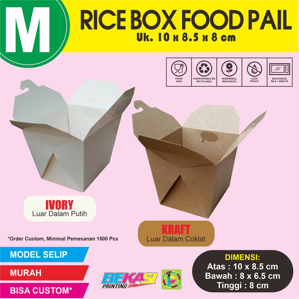 RBM01 Kemasan Rice Box Food Pail Foodpail Dus Nasi Bento Eco Friendly ...
