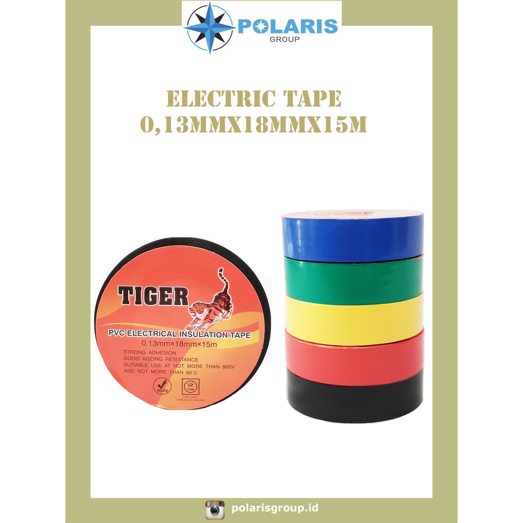 Jual ISOLASI KABEL LISTRIK / ELECTRIC TAPE / TIGER TAPE PVC | Shopee ...