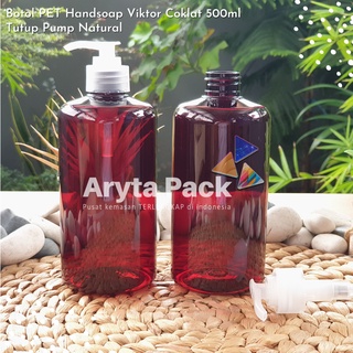 Jual Botol plastik PET 500ml viktor handsoap sanitizer coklat tutup pump | Shopee Indonesia