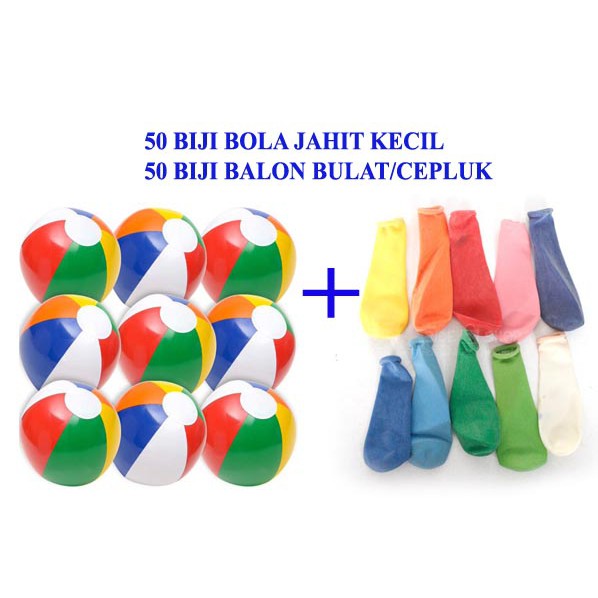 Jual GROSIR 50 BIJI BOLA JAHIT KECIL DAN 50 BIJI BALON BULAT CEPLUK ...