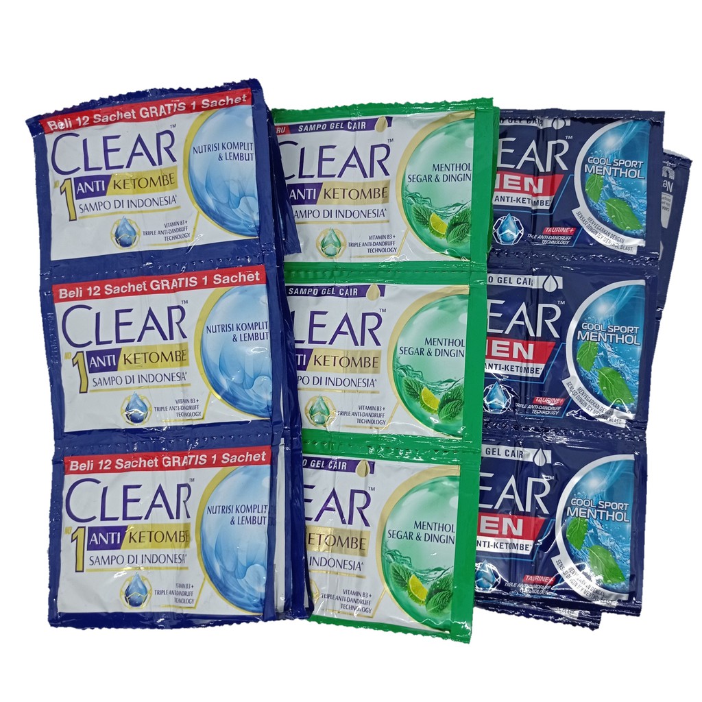 Jual Shampo Clear Anti Ketombe Renteng Isi 12 Sachet | Shopee Indonesia