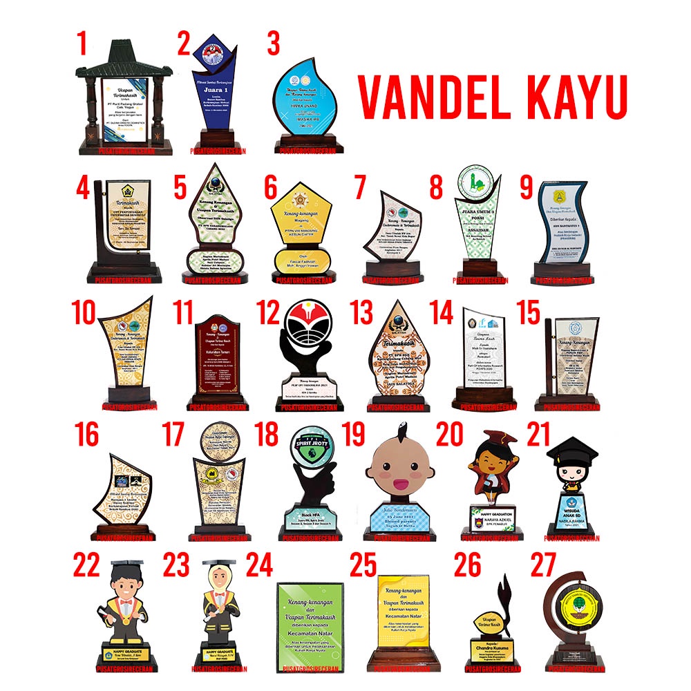 Jual Custom Vandel KKN Magang Pembicara Kayu Asli Plakat Piagam Suvenir ...