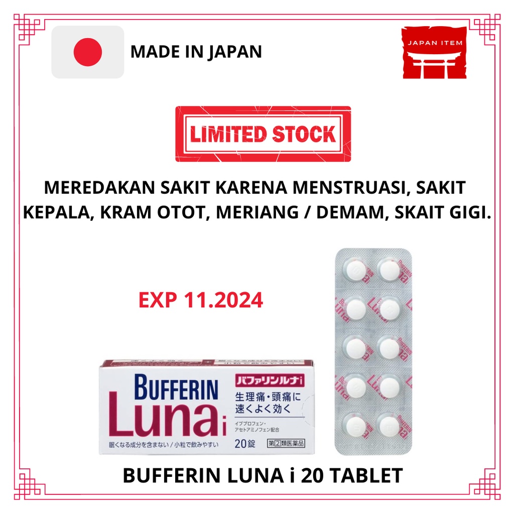 Jual Bufferin Luna i 20 tablet obat sakit gigi / kepala / meriang Japan ...