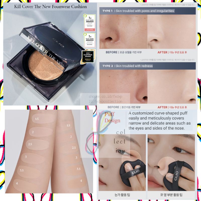Jual CLIO Kill Cover The New Founwear Cushion SPF50+ PA+++ 15g : Set or Special Set with ...