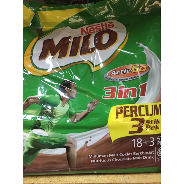 Jual Milo Malaysia 3 in 1 (18+3 sachet) | Shopee Indonesia