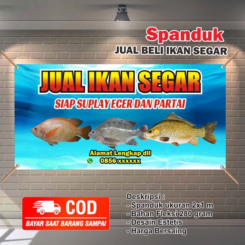 Jual spanduk banner jual ikan segar ukuran 2x1m | Shopee Indonesia