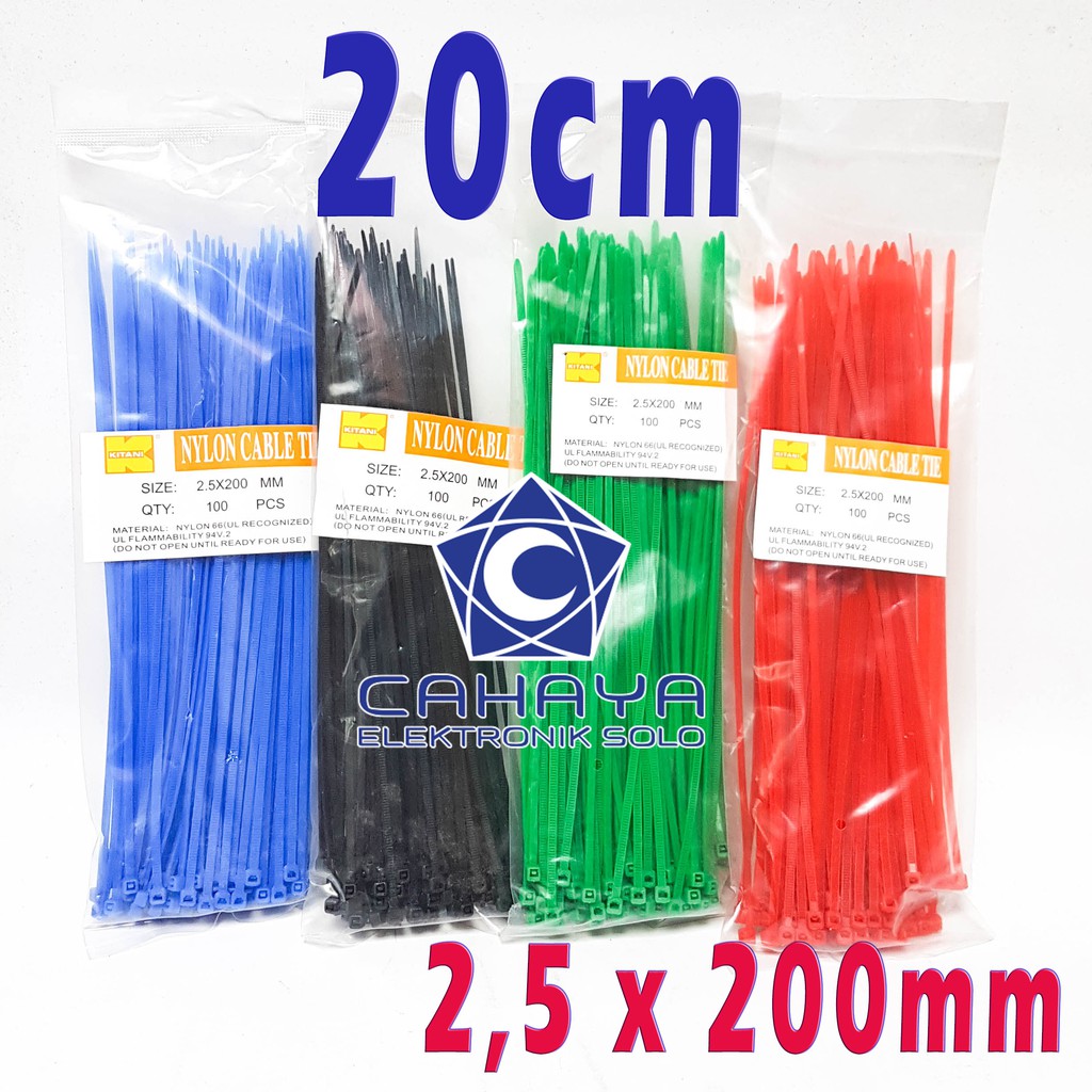 Jual Tali Kabel WARNA 20cm Kabeltis Cable Tie 2,5mm Plastik Hitam ...