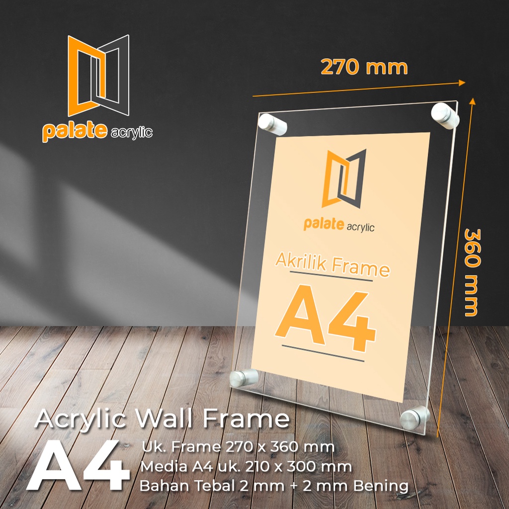 Jual AKRILIK FRAME A4 / ACRYLIC FRAME A4 2MM LANDSCAPE / PORTRAIT | Shopee Indonesia