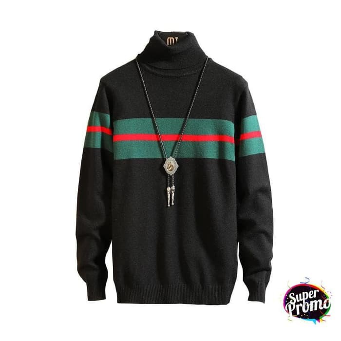 Sweater Rajut Pria Long Neck Strep Sweater / Sweater pria / Baju Pria ...