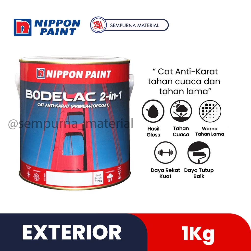 Jual Cat Minyak Nippon Paint Bodelac 2 in 1 1kg - Putih | Shopee Indonesia