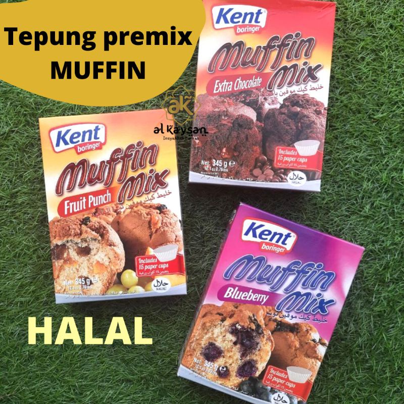 Jual TEPUNG PREMIX MUFFIN by Kent Boringer HALAL COKELAT, BLUEBERRY ...