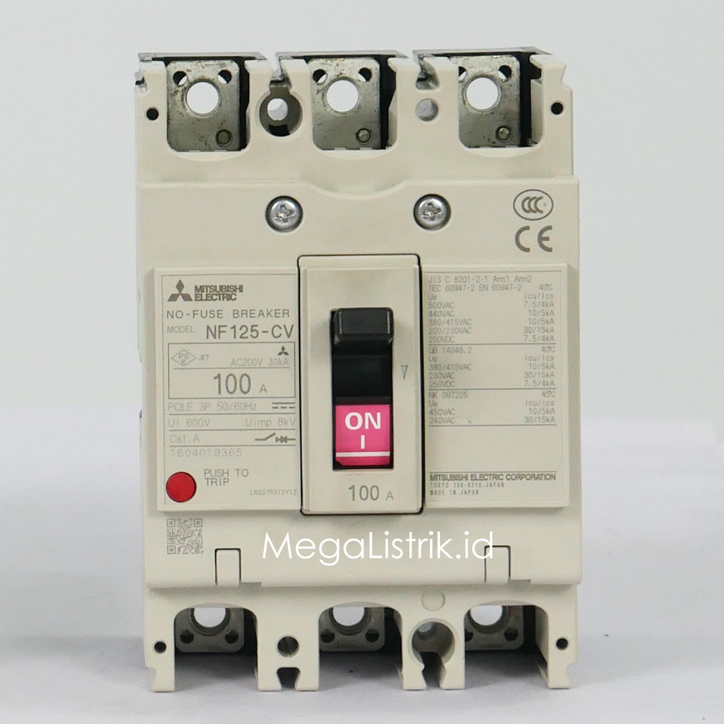 Jual MITSUBISHI NFB / MCCB / NO FUSE BREAKER NF 125 CV 3P 100A | Shopee ...