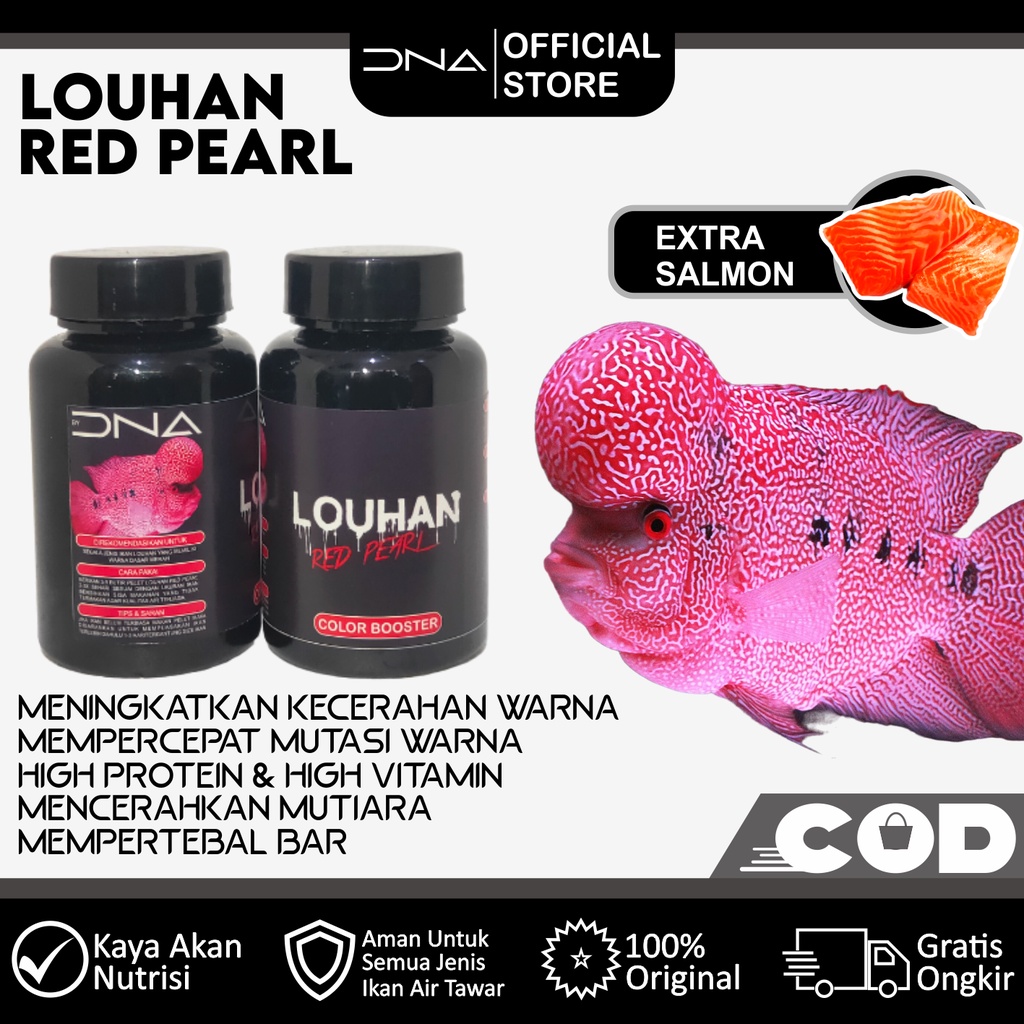Jual Pelet DNA LOUHAN RED PEARL 65gr pakan lohan untuk mencerah, mempertajam warna merah pada ...