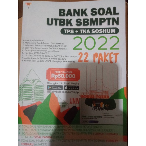 Jual [pl] Bank Soal Utbk Sbmptn Tps Tka Soshum 2022 22 Paket Kondisi 99