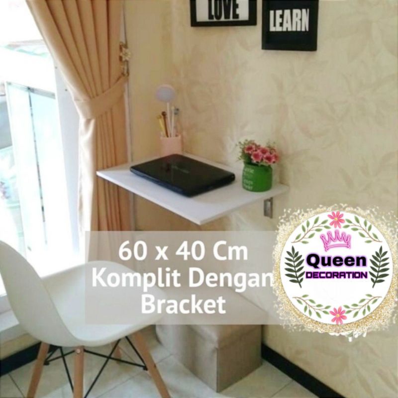 Jual meja dinding lipat minimalis 60 x 40 cm plus bracket aesthetics ...