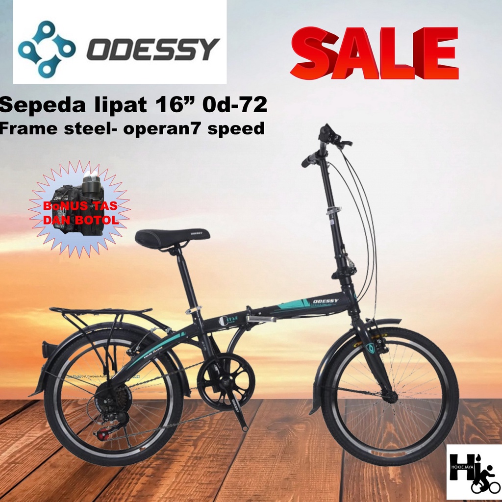 Jual Sepeda lipat ODESSY 16"OD 72 Operan 7 speed rem v brake Bonus tas ...