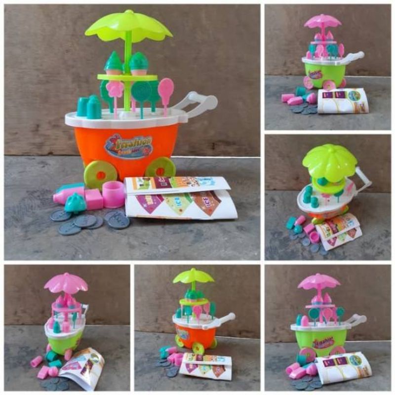 Jual Mainan Gerobak Ice Cream Mini Edukasi - Set Candy Trolly Anak ES ...