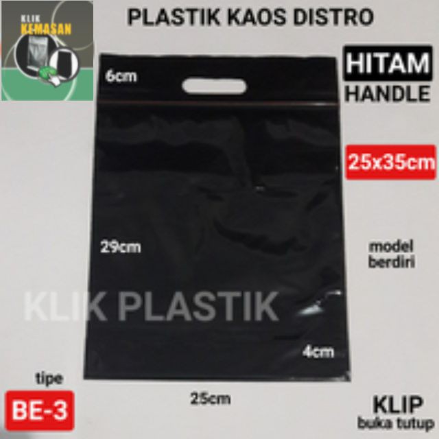 Jual PLASTIK KLIP HITAM HANDLE 25X35CM/PLASTIK DISTRO PLASTIK KAOS ...