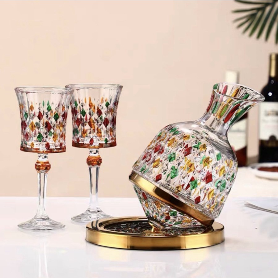 Jual Stained Crystal Wine Decanter Pitcher Minuman Pitcher Wine 1200 ML ...