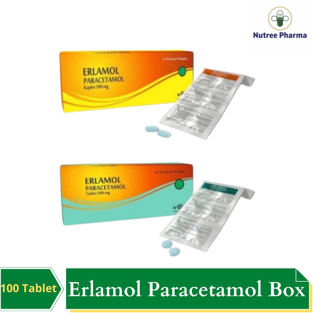 Jual Erlamol Box isi 100 Kaplet / Paracetamol meredahkan sakit kepala ...
