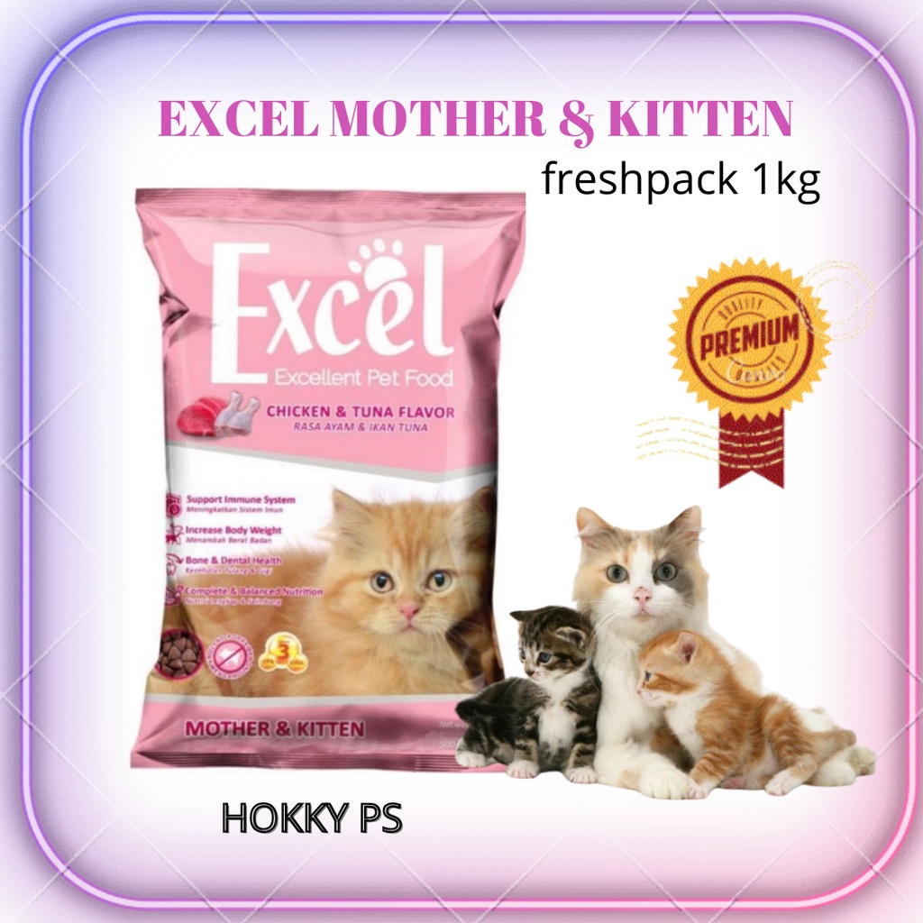 Jual EXCEL MOTHER & KITTEN makanan anak kucing freshpack 1 kg dy cat ...