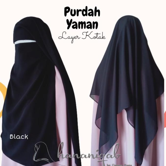 Jual Cadar Niqab Purdah Yaman Hitam Layer Kotak Sifon Silky | Hananiqab ...