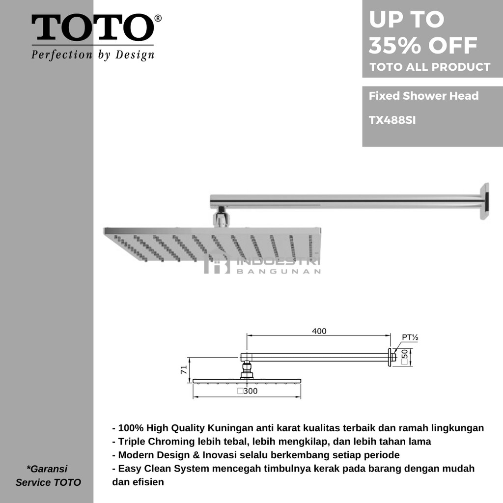 Jual Fixed Shower Head TOTO TX 488 SI / Rain Shower TOTO TX488SI | Shopee Indonesia