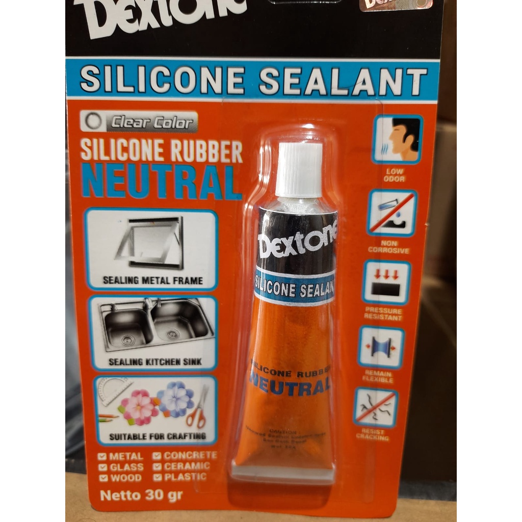 Jual Dextone Silicone Sealant Neutral 30 gr Clear Lem Kaca Rubber ...