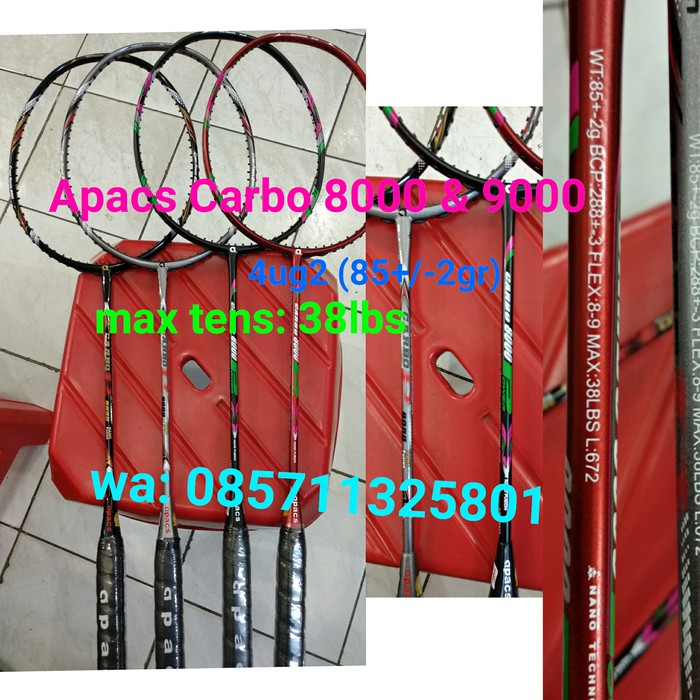 Jual Raket Badminton Apacs Carbo 8000 & 9000 ! max tens 38lbs ...