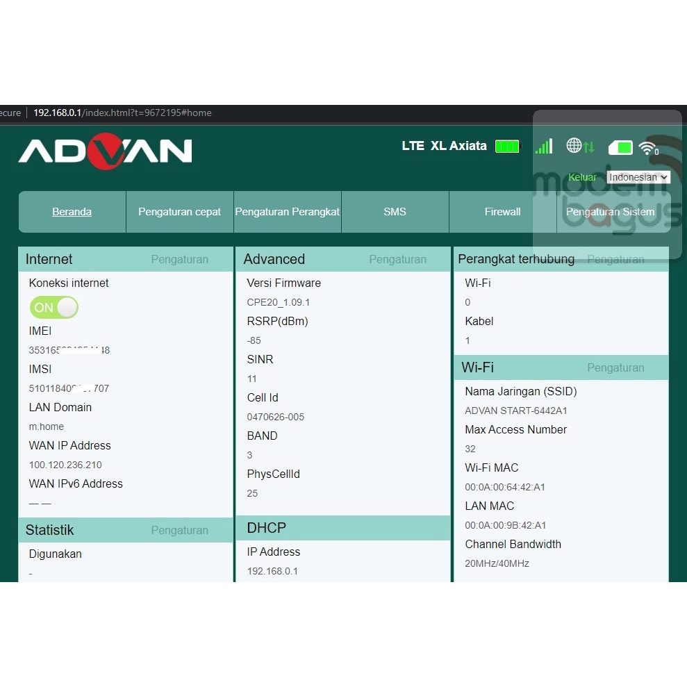 Jual Modem 4G Hybrid Router Advan CPE Start CPE20 2000mah 300Mbps ...