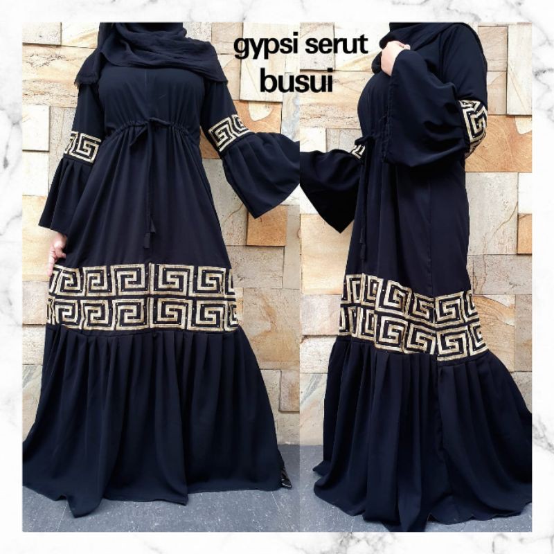 Jual Abaya Saudi - Gypsi Serut /Abaya Saudi / Gamis Hitam / Dress Hitam ...