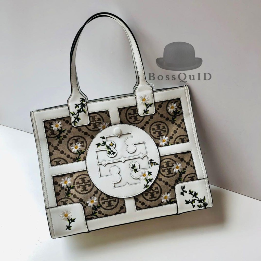 Jual Tory Burch Ella Jacquard Embroidered Quadrant Tote | Shopee Indonesia