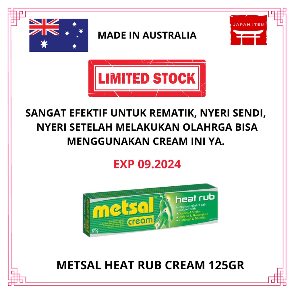 Jual Metsal Heat Rub Cream 125 gr nyeri otot / sendi/ rematik AUSTRALIA ...