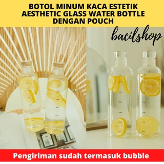 Jual Botol Minum Kaca Estetik Aesthetic Glass Water Bottle Dengan Pouch ...
