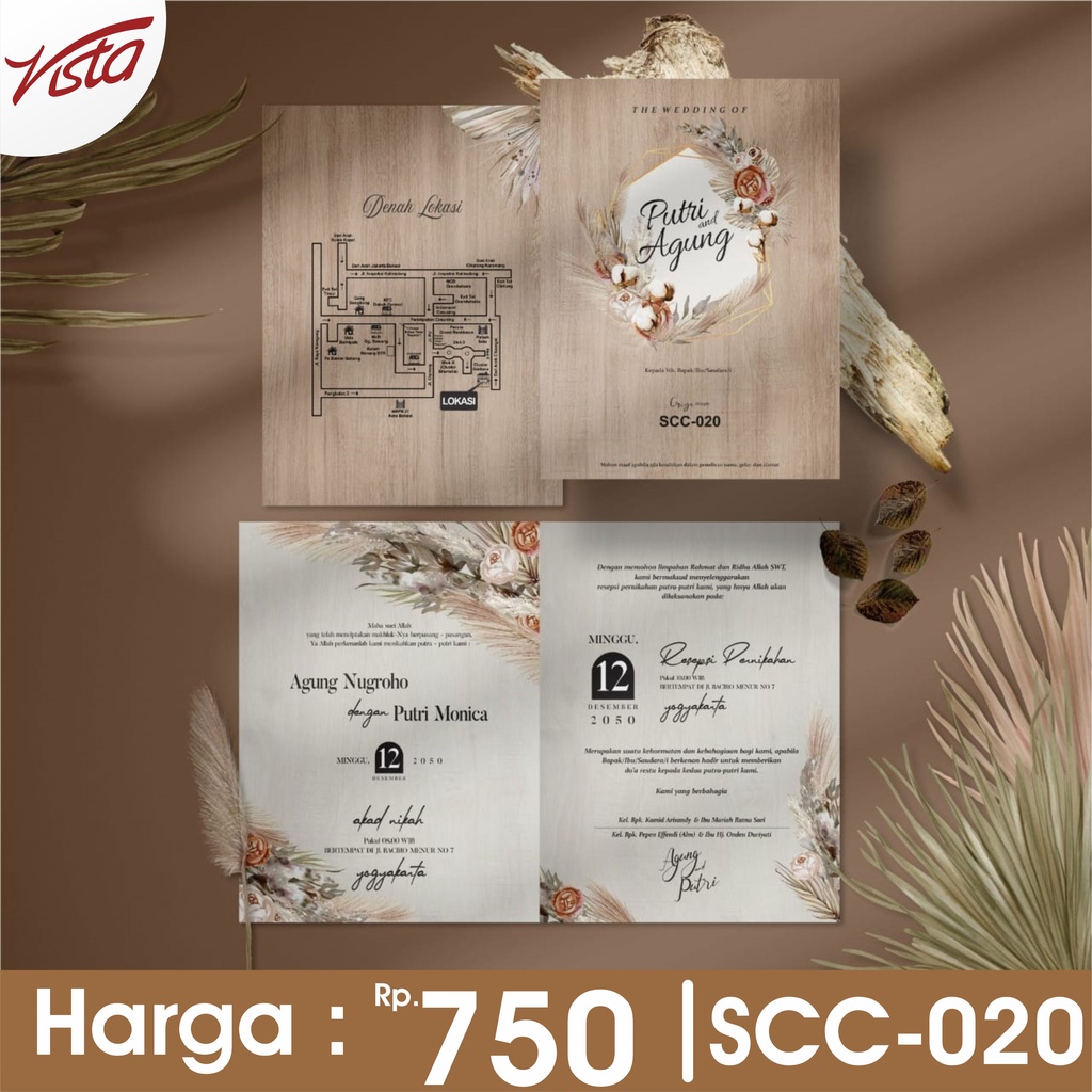 Jual Undangan pernikahan blangko griya scc-020 nikah simple DIY Print ...
