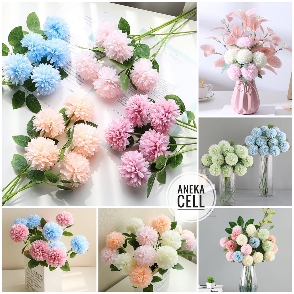 Jual [NEW] Bunga Pom Pom Bunga Artificial Pompom Bunga Dandelion Bulat ...