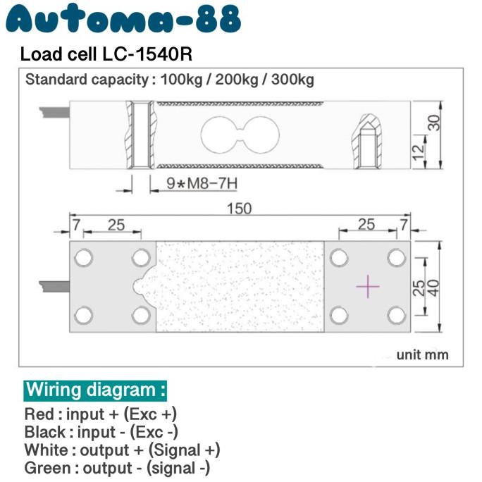 Jual Loadcell 300Kg Load Cell 300 Kg Sensor Timbangan 150 X 40 X 30 Mm ...