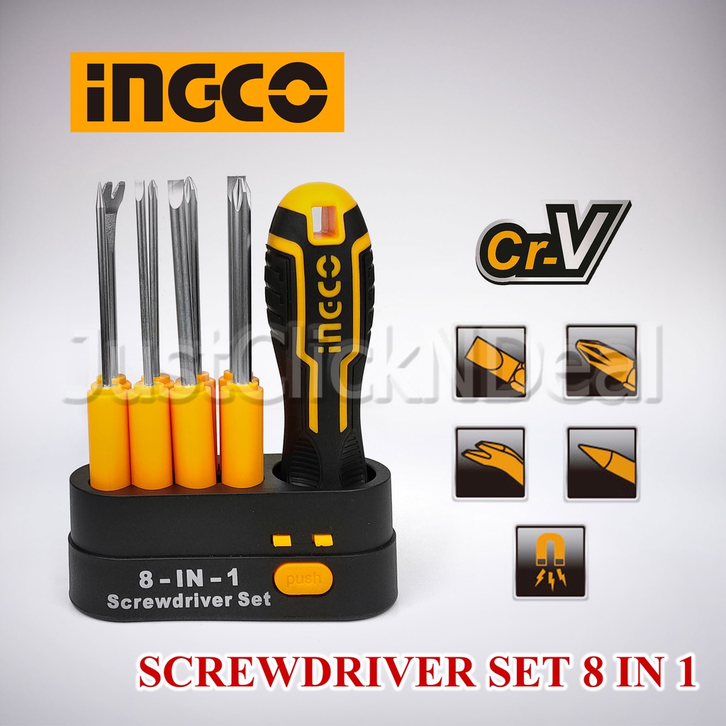 Jual Ingco Obeng Kecil Mini Set 8 IN 1 Interchangeable Screwdriver ...