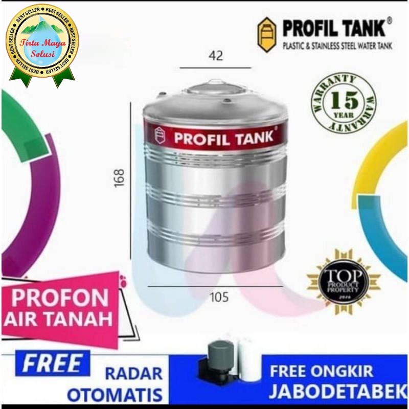 Jual Tangki air 2000 liter toren air stainles PROFIL TANK PS200 PROFON ...