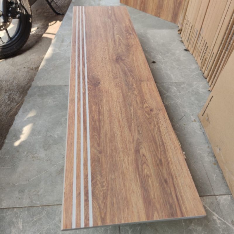 Jual Granit anak tangga 30x120 nuka dark brown | Shopee Indonesia