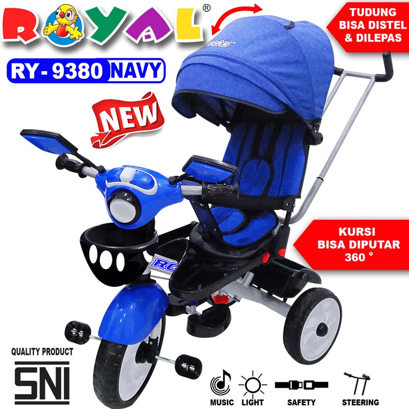 Jual STROLLER SEPEDA RODA TIGA TRICYCLE ROYAL LENGKAP 9380 KANOPI TIDUR ...