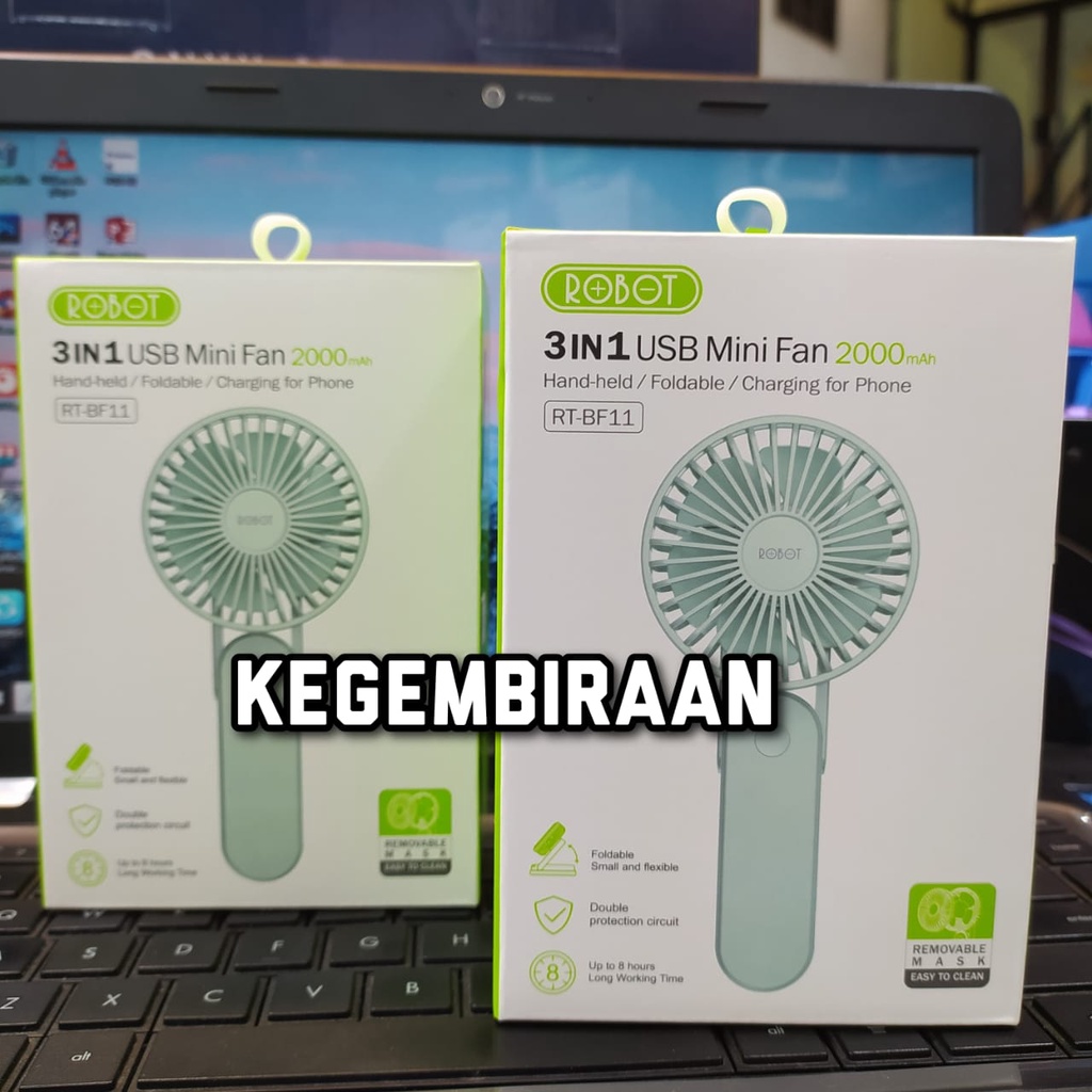 Jual Mini Fan Robot RT-BF11 Foldable 3 in 1 USB Mini Fan&Powerbank ...