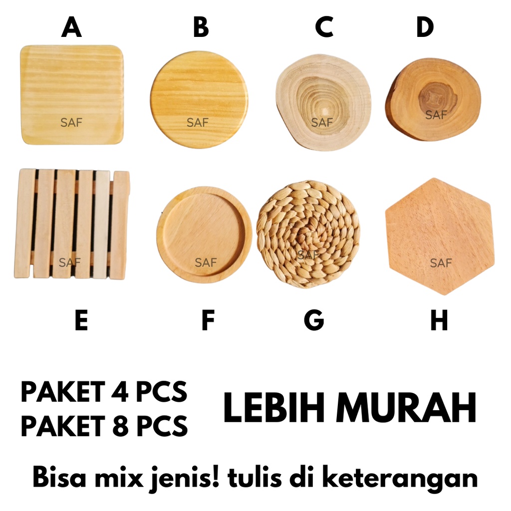 Jual SAF Koleksi coaster / tatakan gelas kayu tersedia 8 jenis ...