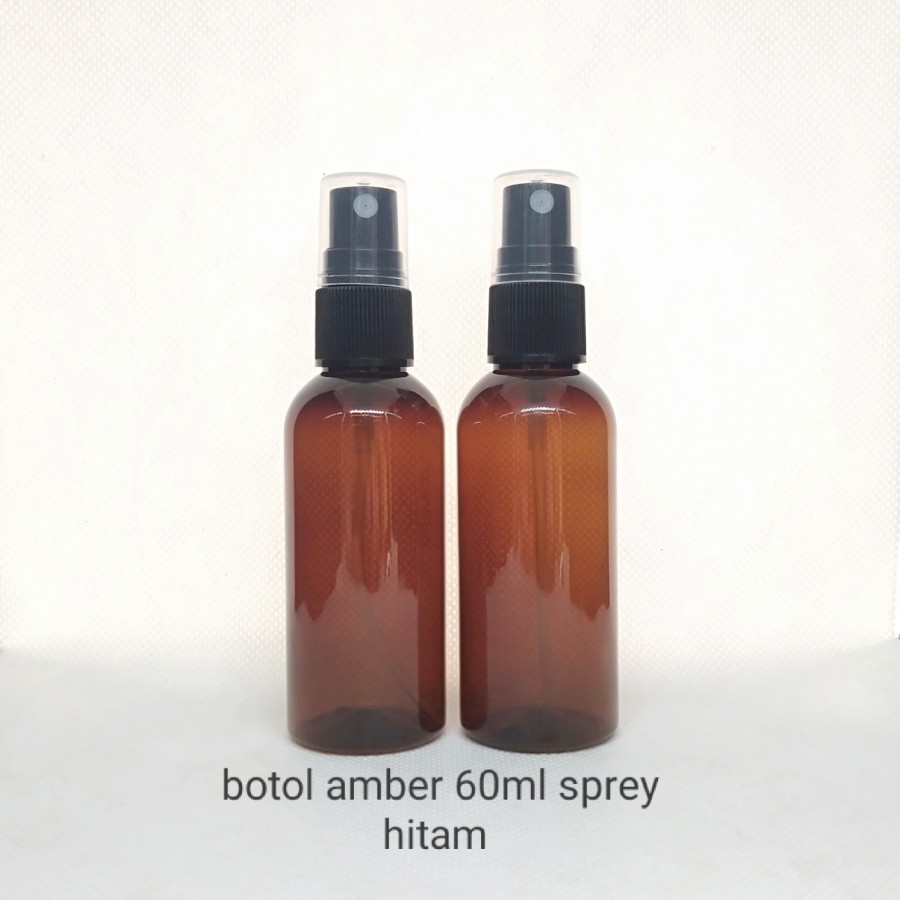 Jual Botol pet 60ml amber spray hitam Neck 18mm | Shopee Indonesia