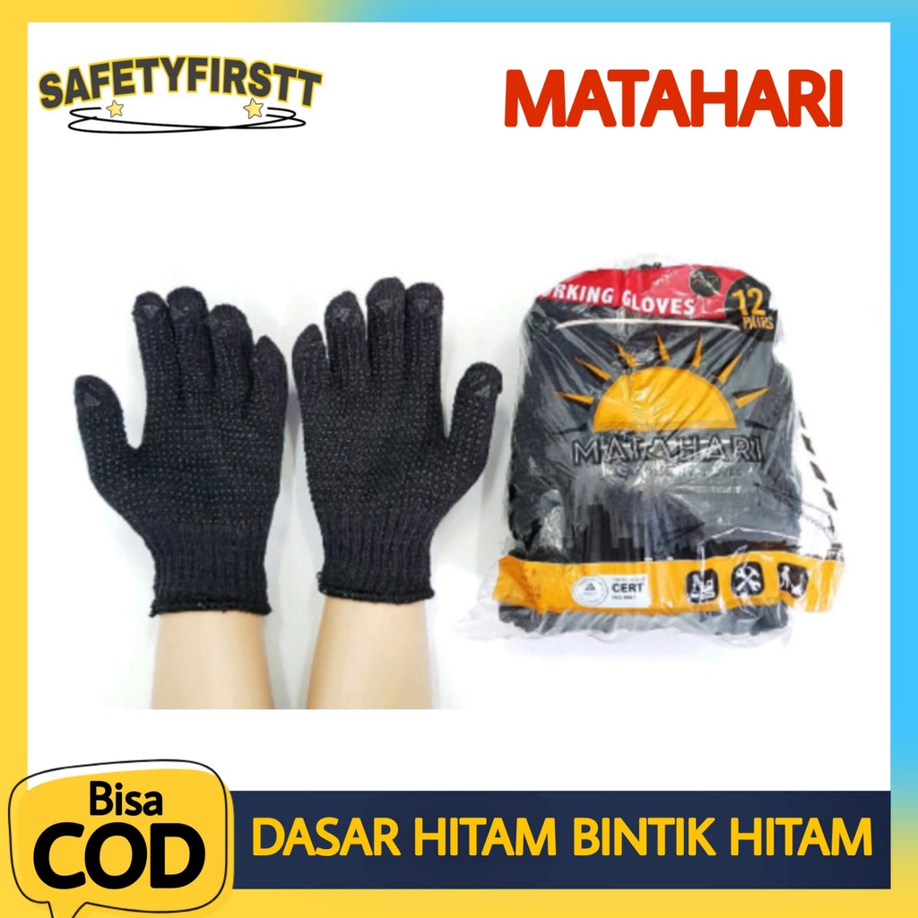 Jual SARUNG TANGAN KERJA SAFETY DASAR HITAM BINITK HITAM MATAHARI ...