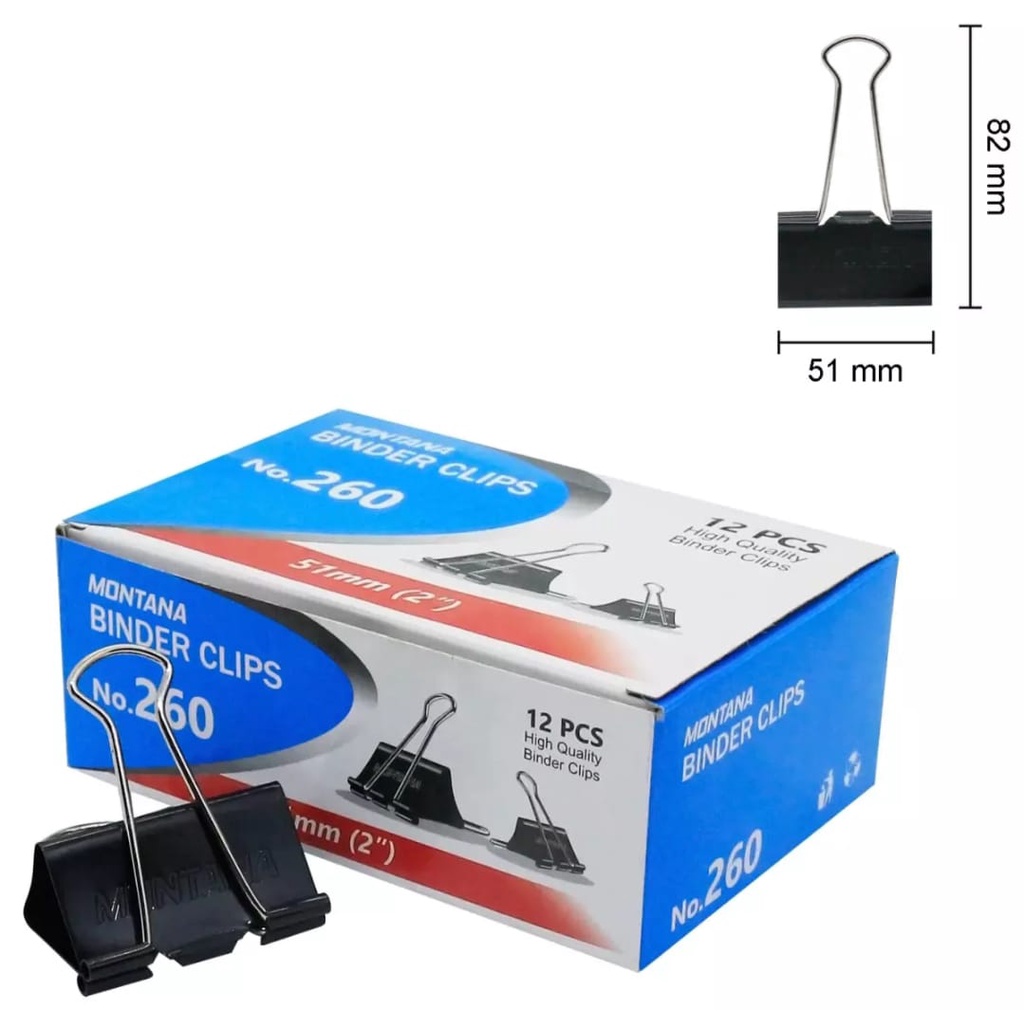 Montana Binder Clip Hitam Penjepit Kertas Berbagai Ukuran MTBC-260 | pgmall